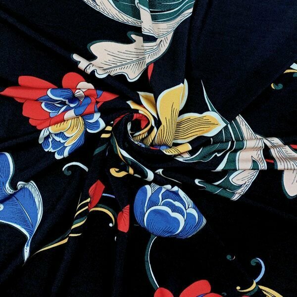 Трикотажная ткань, с цветочным принтом, 93% вискоза/7% эластан, 2x1,35 м