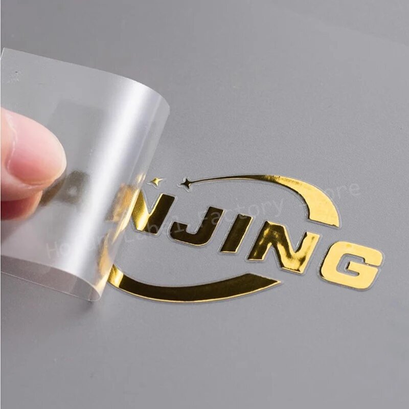 Золотые переводные наклейки с логотипом, silver, 4cm - 100pcs