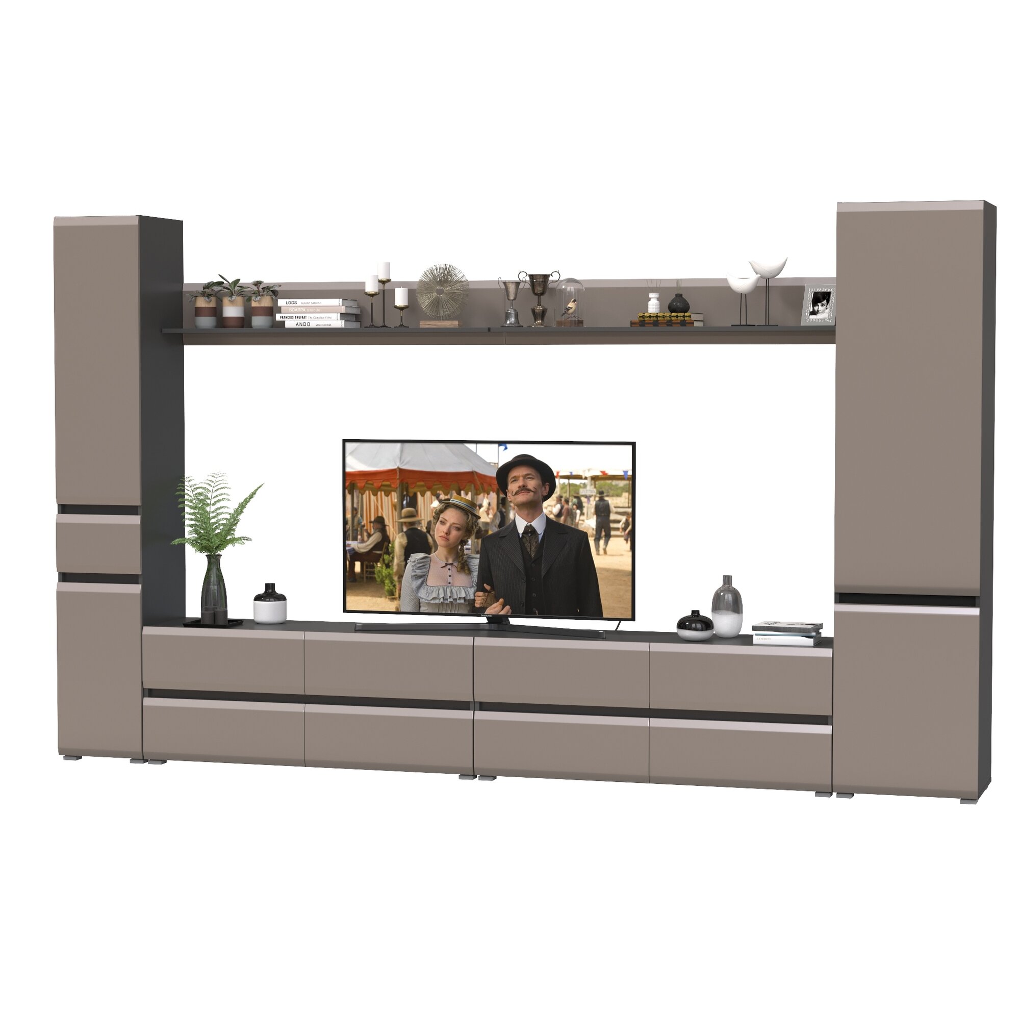 Модульная мебель для гостиной Моби Сидней № 107, цвет антрацит/веллюто, 344,8х41,3х205,2 см.