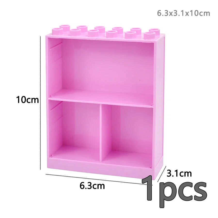 Розовый шкафчик из строительных блоков LEDUO 6.3x3.1x10см