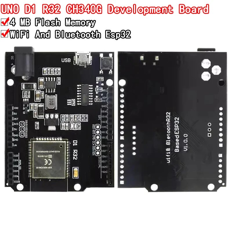 Для Wemos D1 ESP32 ESP-32 WiFi Bluetooth 4 МБ Flash UNO D1 R32 Модуль платы CH340 CH340G Макетная плата для Arduino