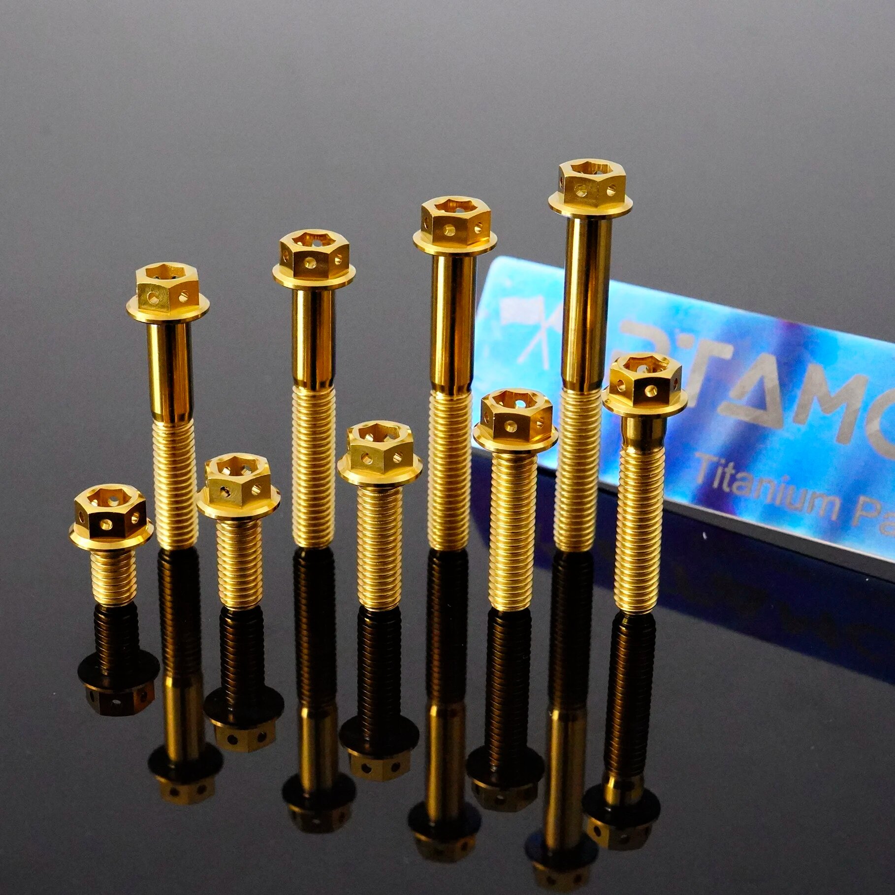 RTAMO Болты титановые M6*10-50 Gr5 с фланцем Gold (1pc), M6 X10 mm