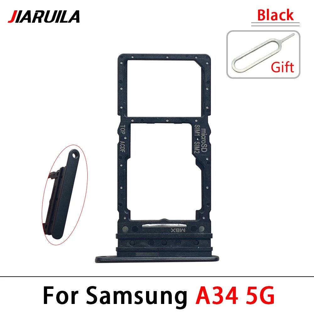Лоток для Sim-карты телефона Samsung A34 A42 5G A54 SIM Chip Micro SD слот адаптер держатель A34 5G Black
