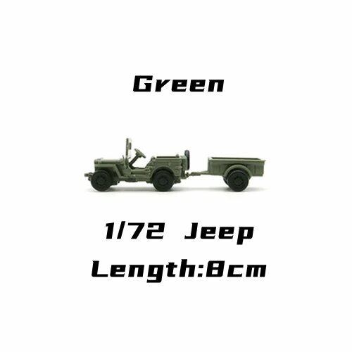 1/72 Зеленый Jeep с прицепом, 8 см
