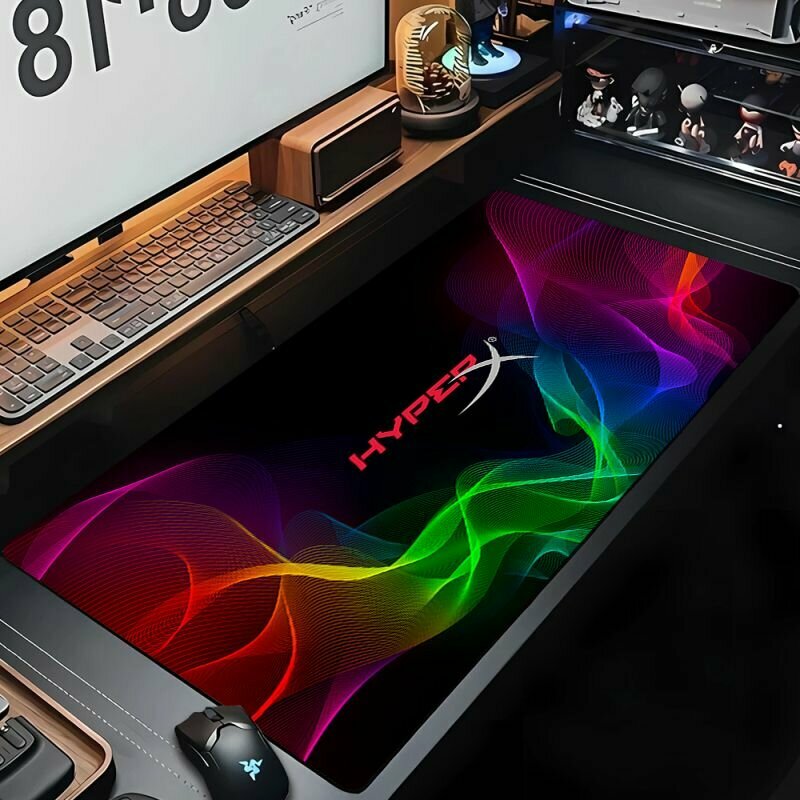 Коврик для мыши Hyperx 400x900 мм для компьютерного плеера с нескользящей резиновой фиксацией краев настольный коврик