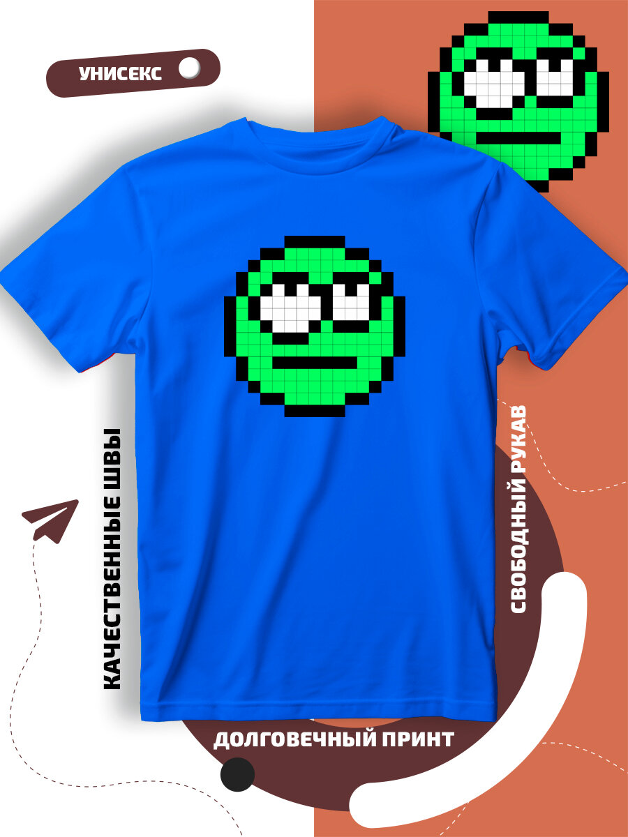 Футболка с принтом со смайлом пиксель