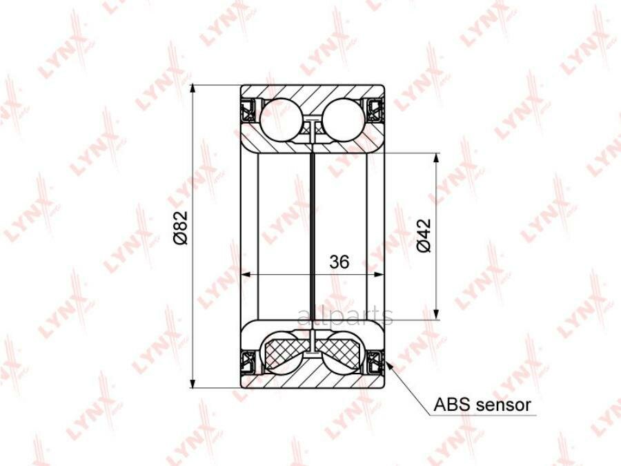 LYNXAUTO WB1185 подшипник ступицы колеса ПЕР С ABS (36X42X82) CITROEN BERLINGO(B9) 1.6-1.6D 08 / C3 II 1.0-1.6D 09 /