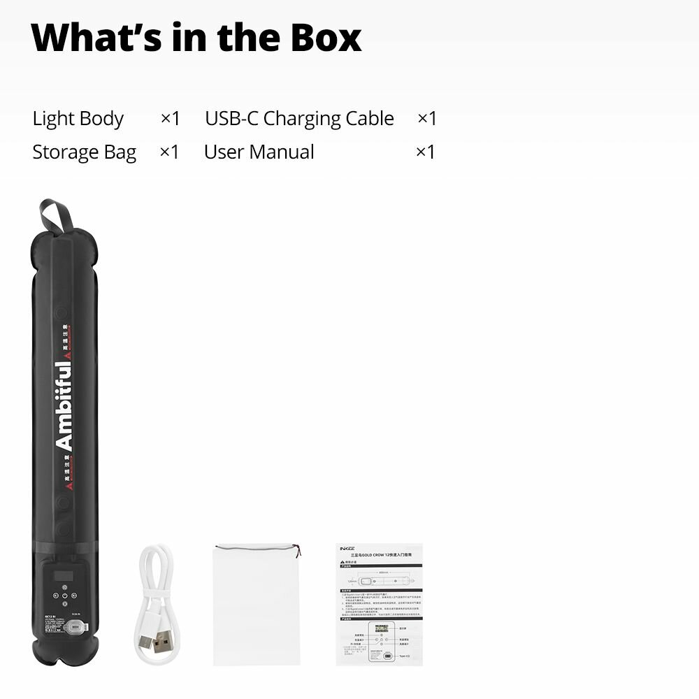 Ambitful GC12 BI Надувной софтбокс 2700K-6500K Портативное светодиодное фотоосвещение + Магнитный кронштейн GC-01 + GR-107 Воздушный насос