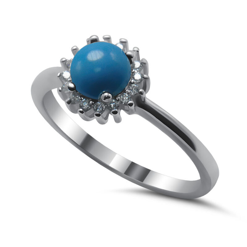 Кольцо, серебро, 925 проба, бирюза, фианит