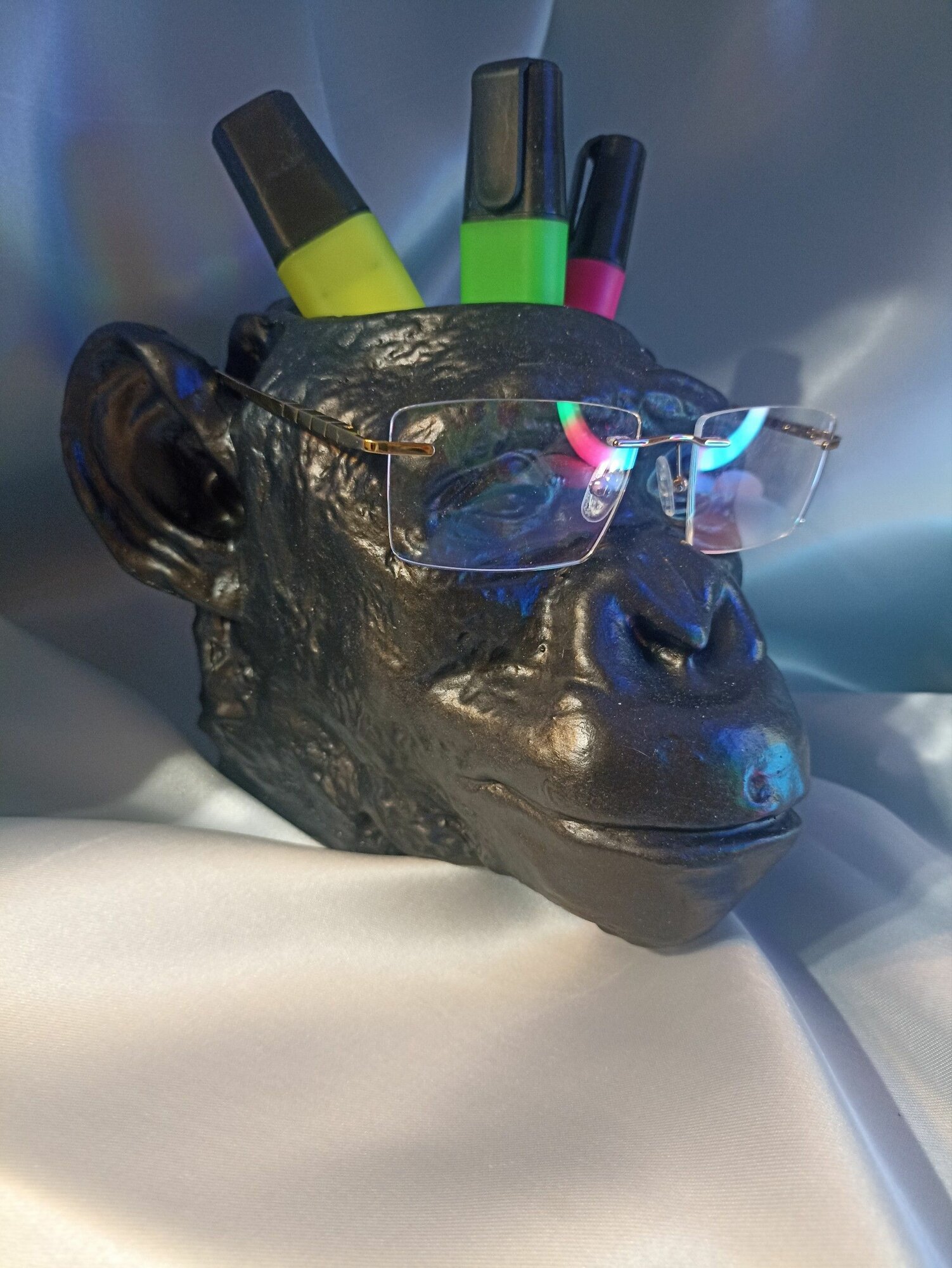 Кашпо-органайзер "Горилла" черный металлик