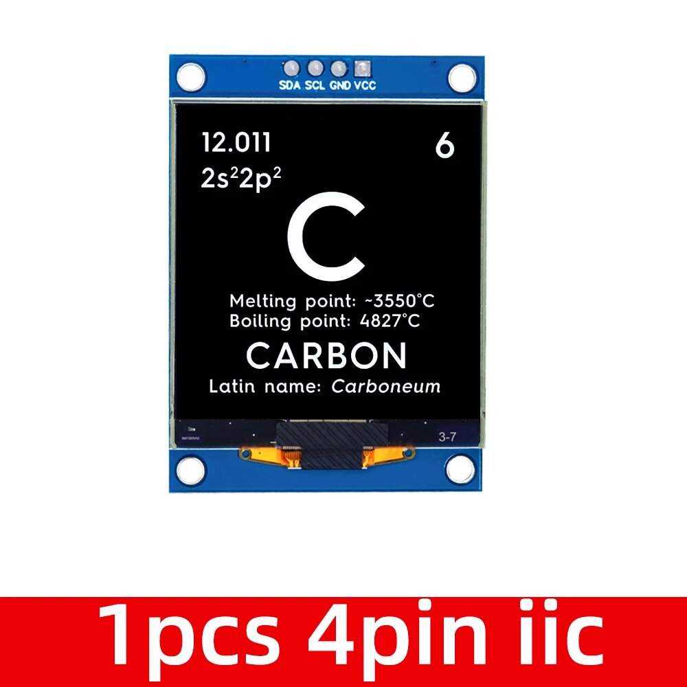 OLED-модуль 128x128, 1PCS 4PIN IIC, Черный