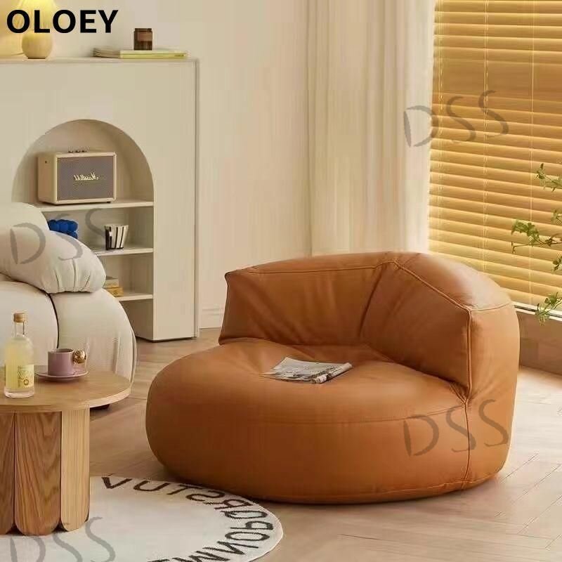 Кресло-мешок, бескаркасное, оранжевое, кожа, пенополиэтилен, до 200 кг