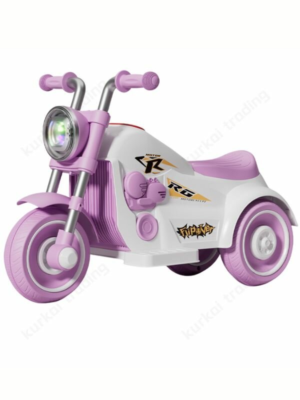 Электромотоцикл, для детей, от 1 года до 5 лет, 1 место, фиолетовый, перезаряжаемая батарея