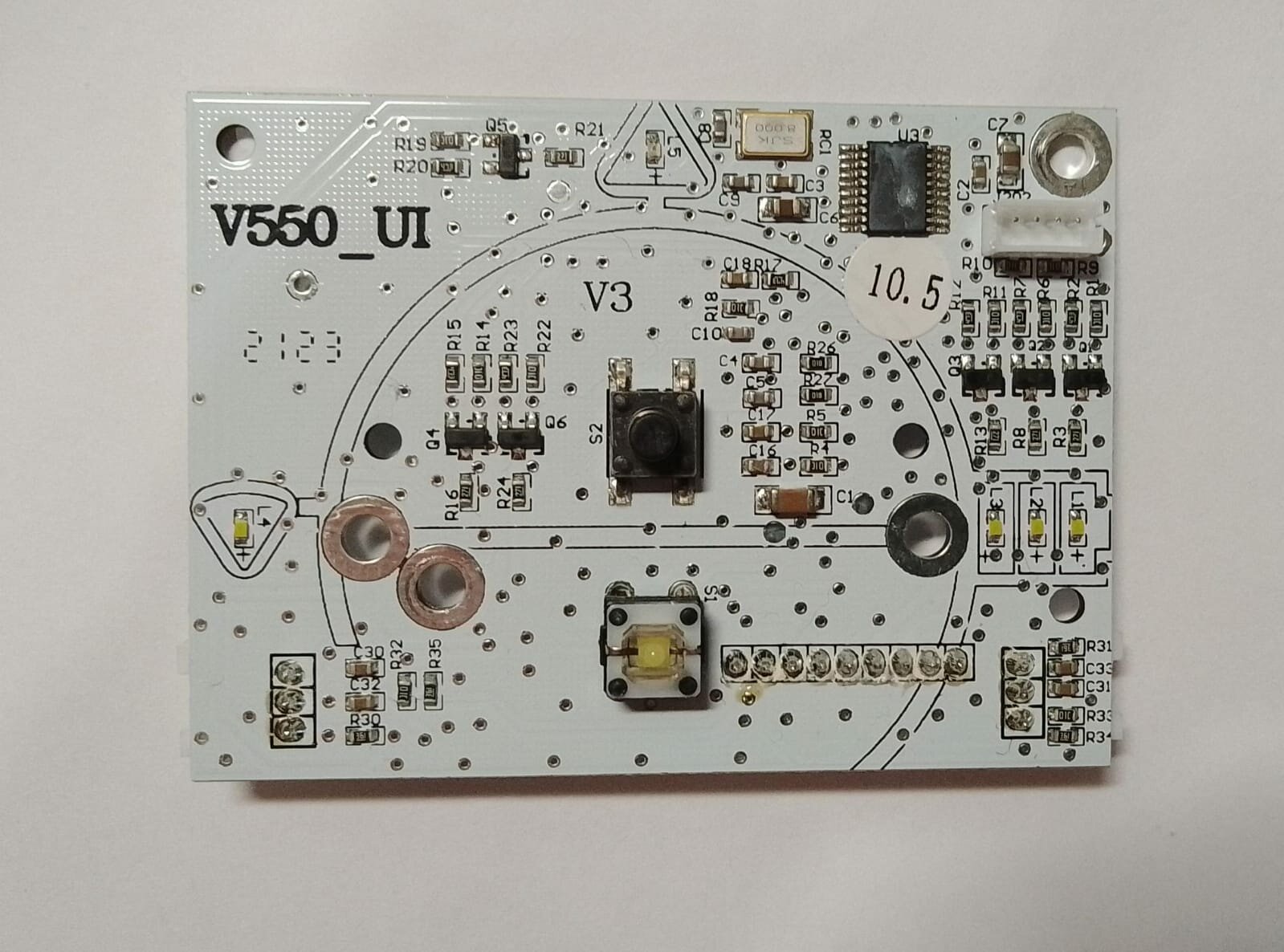 Плата с кнопкой включения и кнопками управления (V550_UI) робота пылесоса Tefal Xplorer Serie 120 AI (RG7865WH)