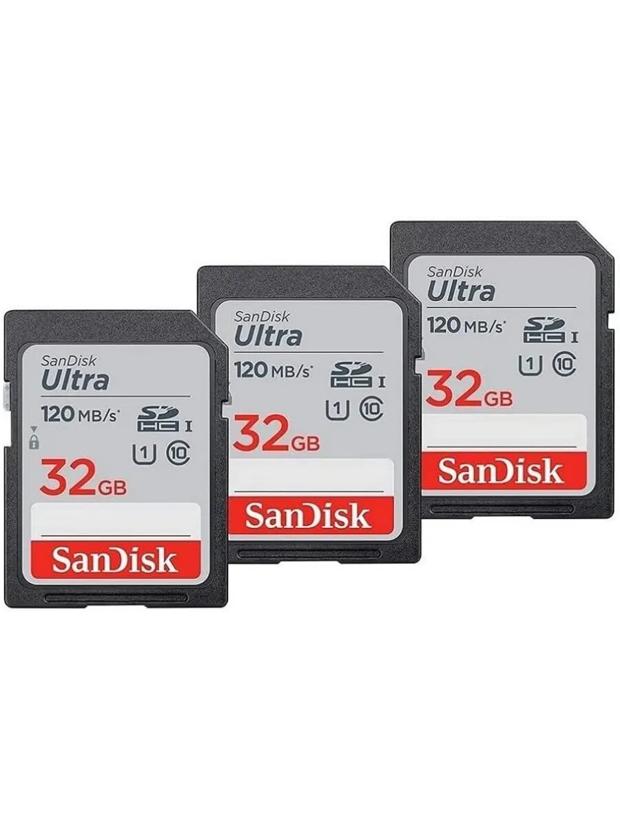 Карта памяти SanDisk Ultra Flash SDHC memory card 32GB 3шт/уп. Цвет: черный