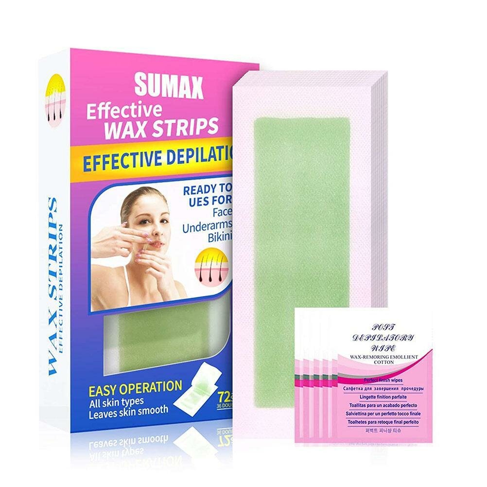 72 восковых полоски для губ, восковые полоски для удаления волос на лице для женщин, восковые полоски для всех типов кожи, восковые полоски для губ с 4 чистыми ватными палочками