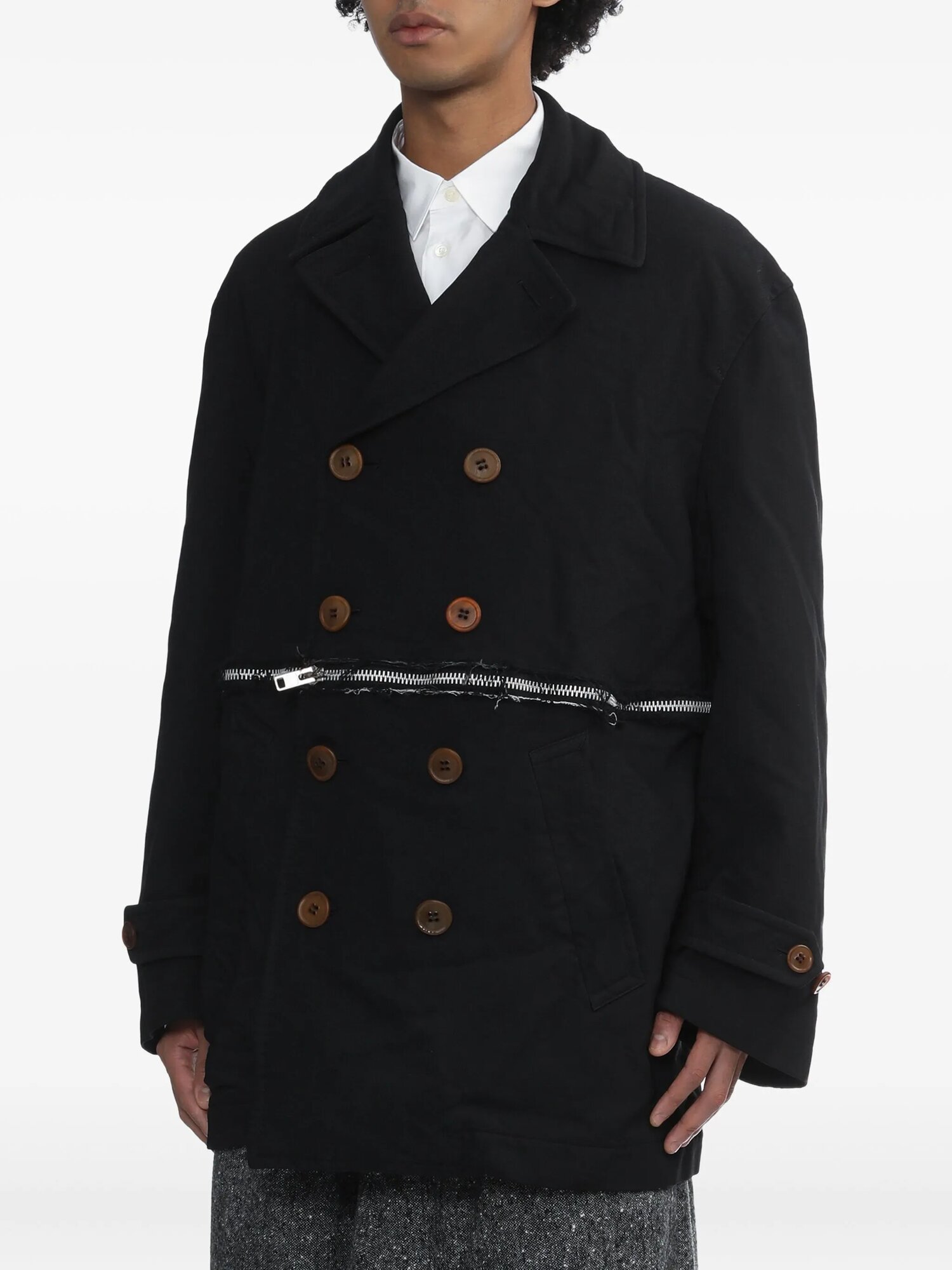 Куртка BLACK COMME des GARCONS Double-breasted zip jacket, размер S, black/black — фото 1