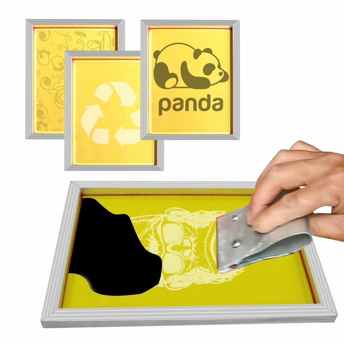 1 шт. алюминиевая рама для шелкографии с сеткой 120T 300 TPI желтого цвета