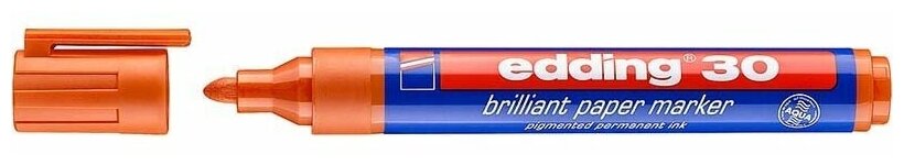 Маркер пигментный edding 30 Brilliant, на водной основе, круглый наконечник, 1.5-3 мм Оранжевый
