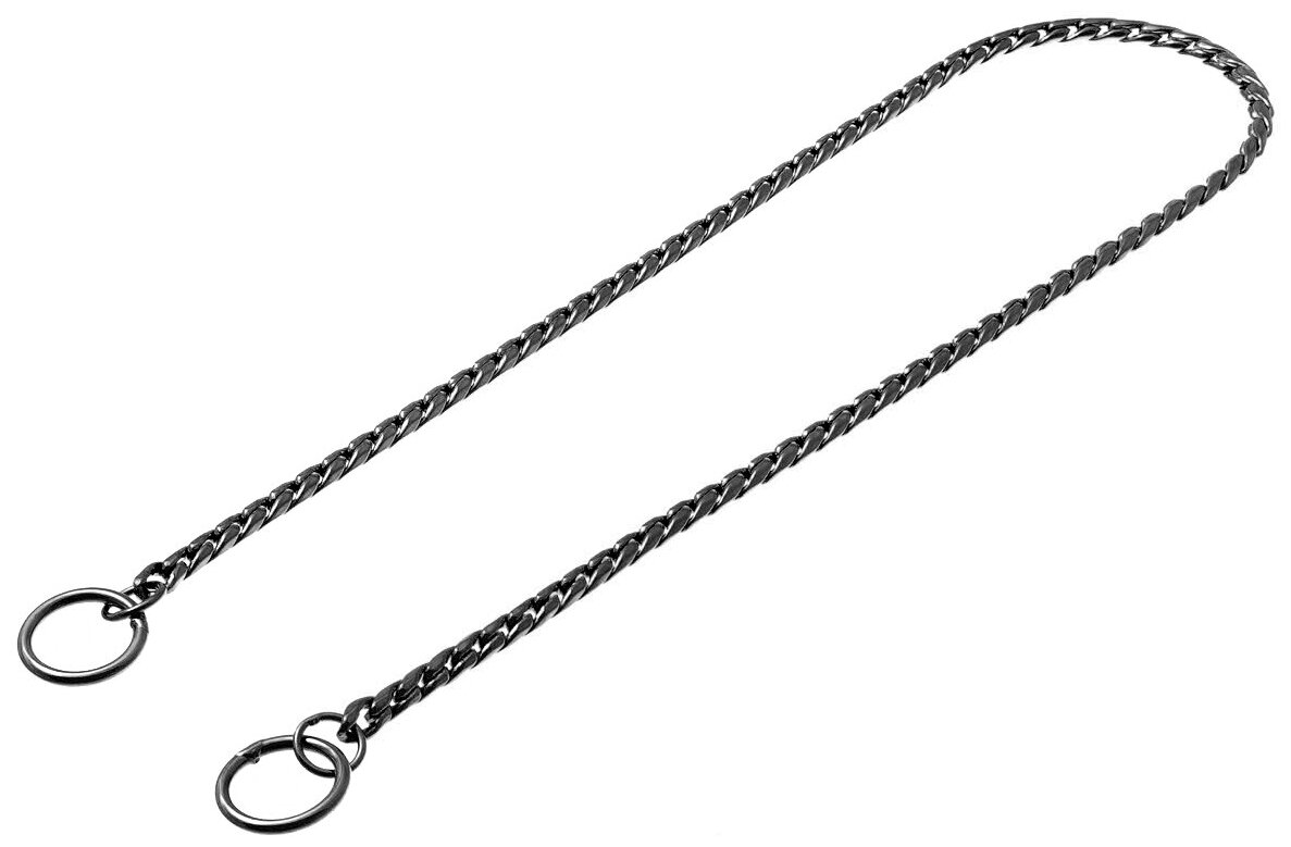 Ошейник цепь рывковая выставочная (цепочка-кобра) для собак, плетение Кобра 2 мм, длина 65 см, вес 53 гр Zoo One, черный