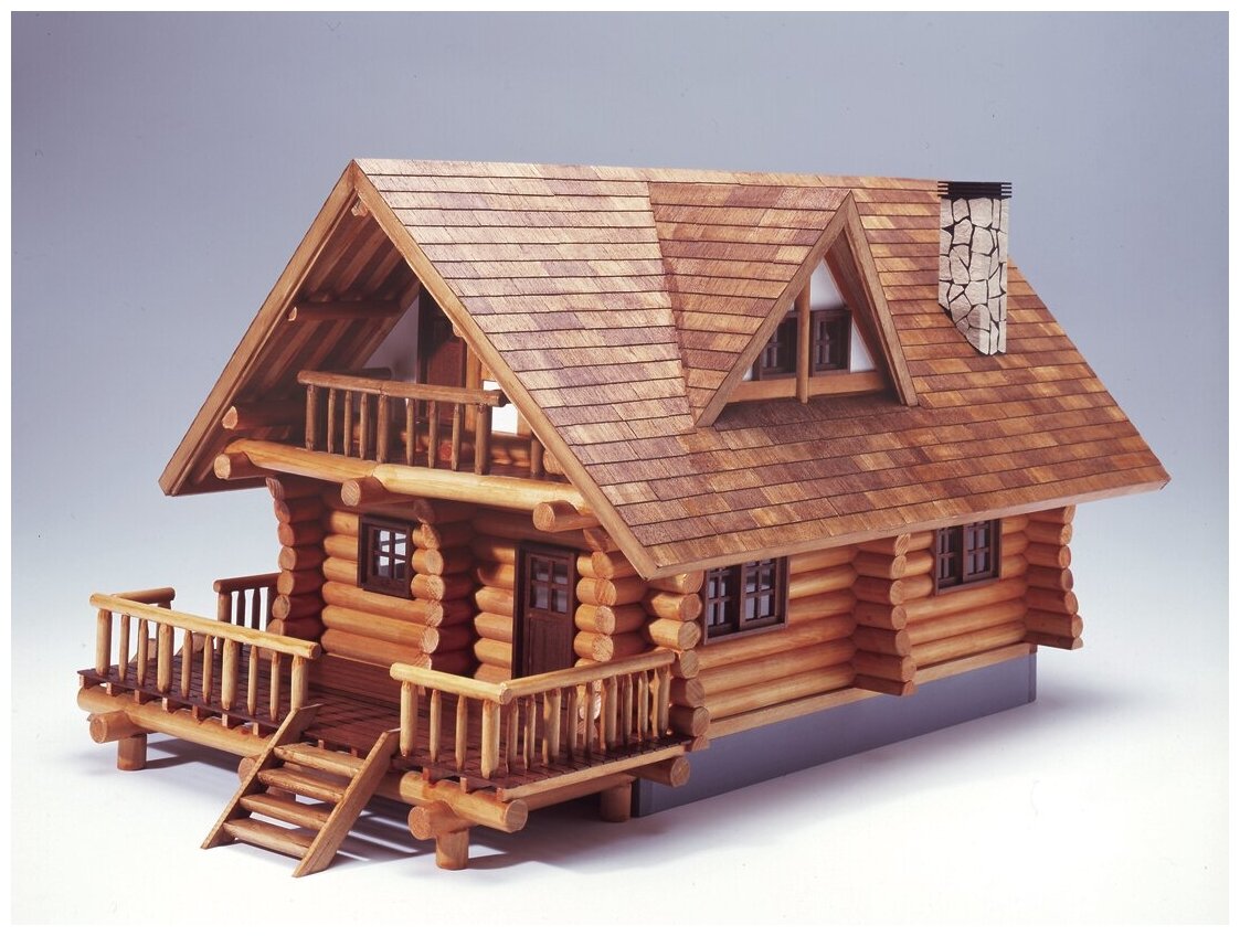 Сборная модель от Woody Joe, Бревенчатый дом, 660х375х325 мм, М.1:24
