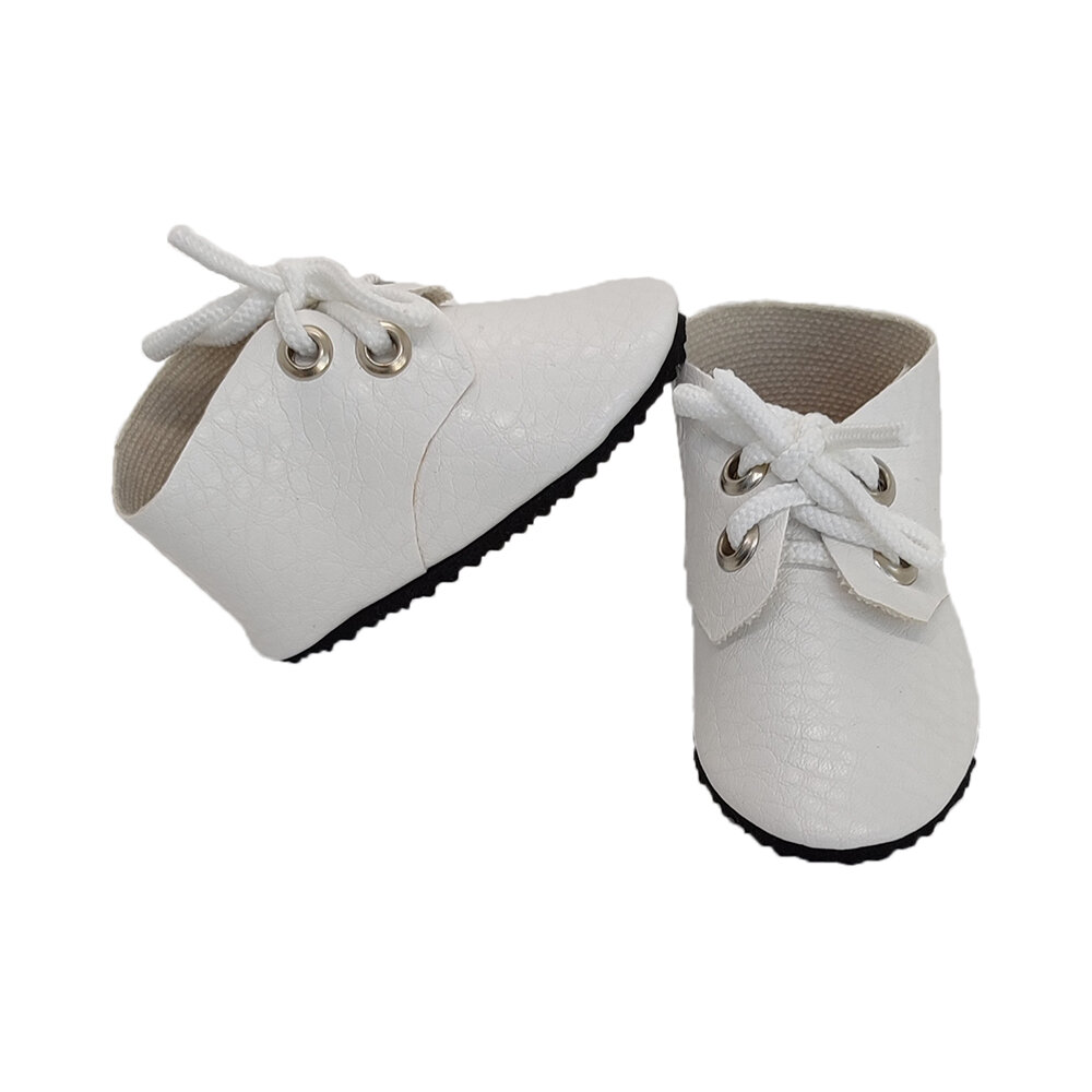 HobbyBe 101 Ботиночки для кукол 7 см Белые - обувь для миниатюрных кукол и гардероба