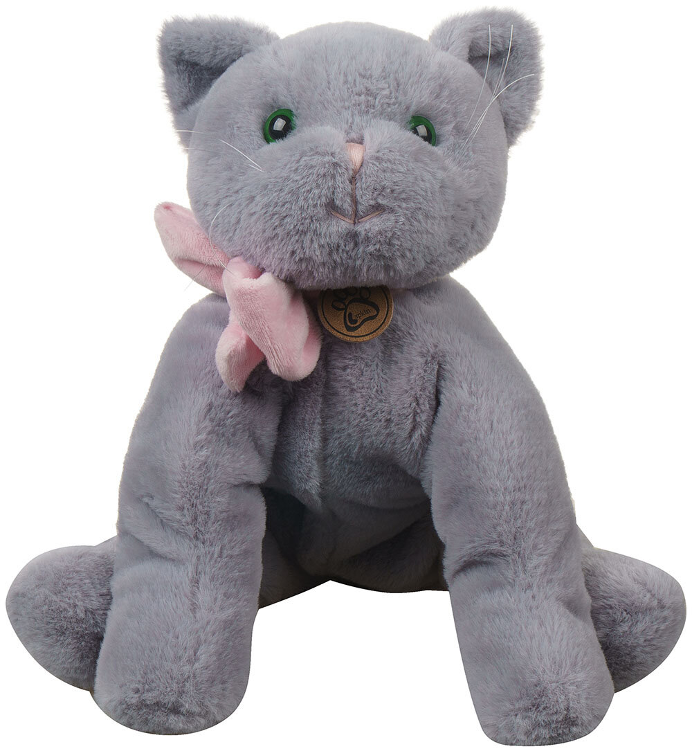 Мягкая игрушка Кот 45 см (серый/розовый бант) (AT365126)