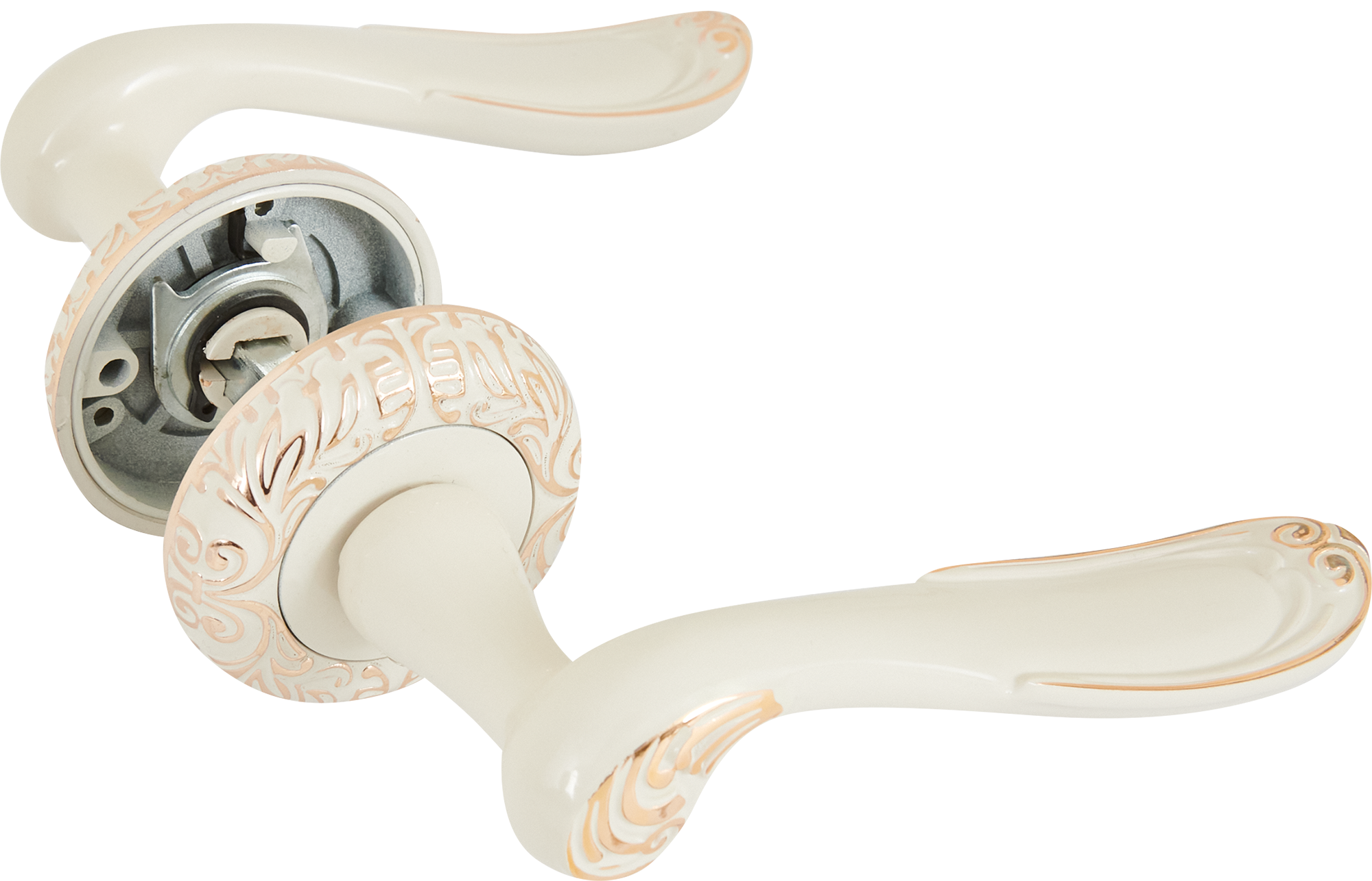 Дверные ручки AL 159 W/P, комплект, цвет бело-золотой