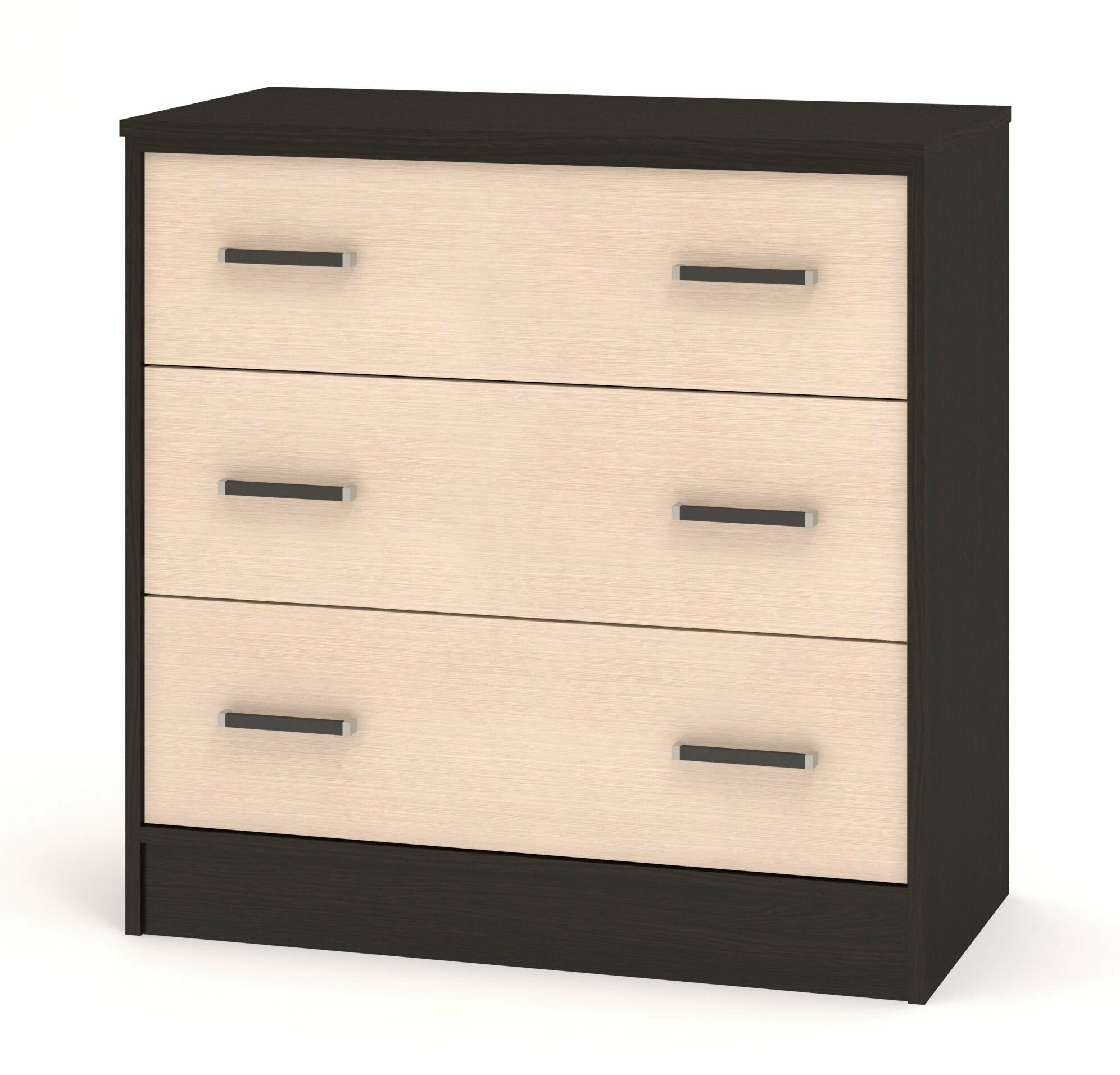 Комод Ричард 0.3 ЛДСП 80х42х80 корпус венге цаво, фасад дуб млечный, 3 ящика