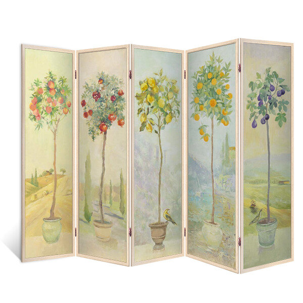 Ширма перегородка Банзай. 5 створок кремовый дуб 176х230 см