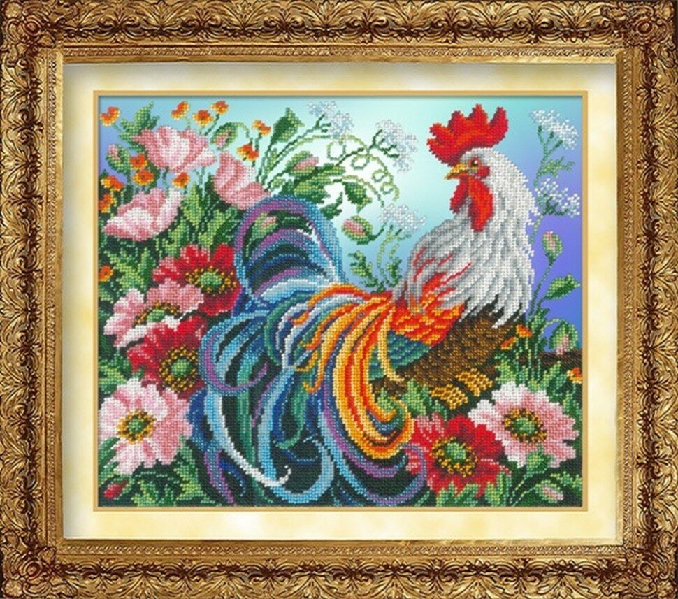 Набор для вышивания Русская искусница #1020 Красавец петух, Вышивка бисером, 31 x 26 см