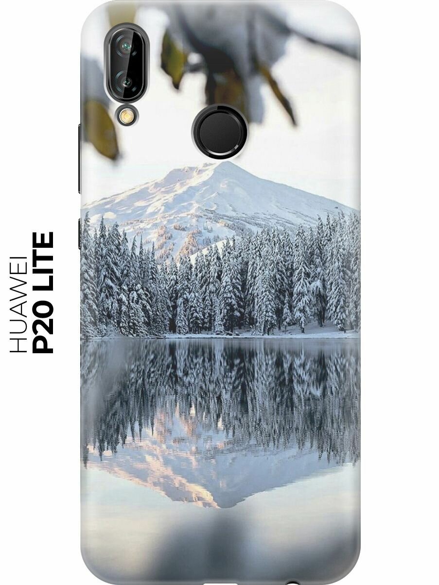 Силиконовый чехол Озеро в заснеженном лесу на Huawei P20 Lite / Хуавей П20 Лайт