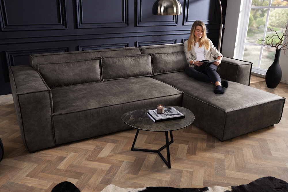 Диван угловой "Босс-Лофт-3 мод3", еврокнижка, обивка из искусственной замши, 265x175x90 см