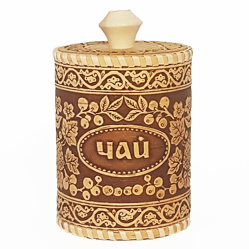 Туес "Ягоды Чай " 350мл 8*8*11. Береста. Ручная работа.
