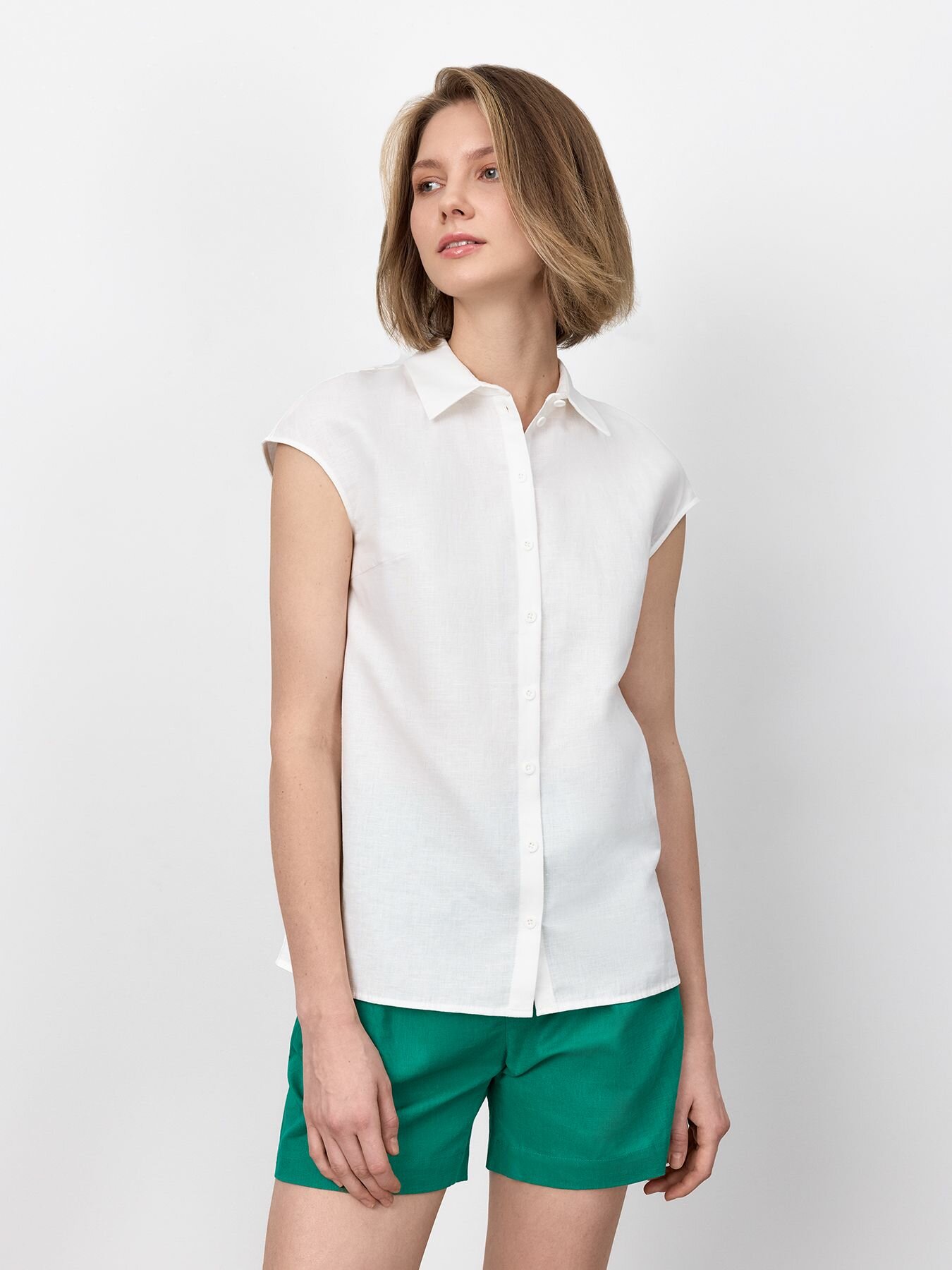 Блуза JUST CLOTHES Весна-лето 2025, размер 42, белый — фото 1