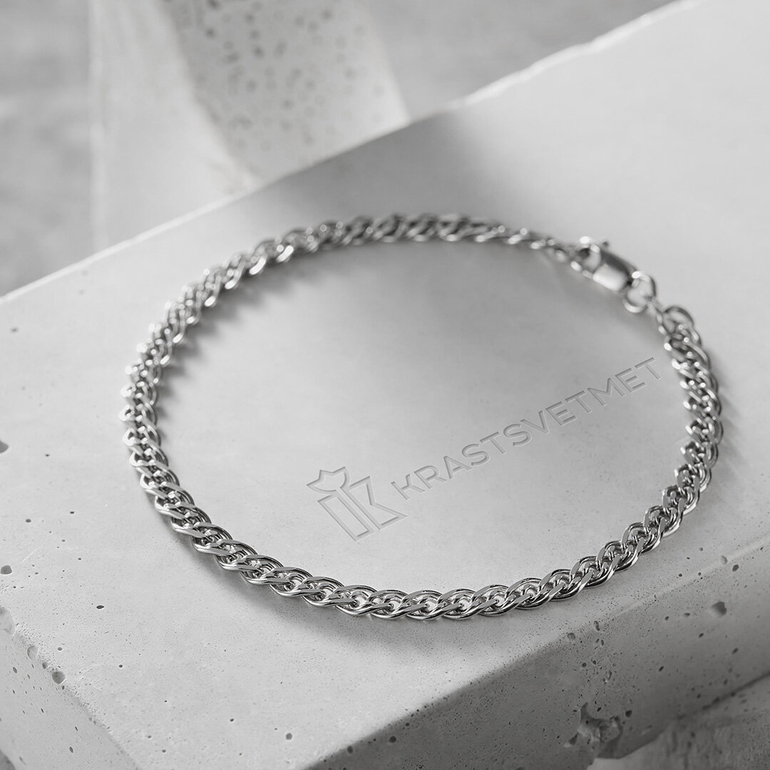 Браслет-цепочка, серебро, 925 проба, родирование