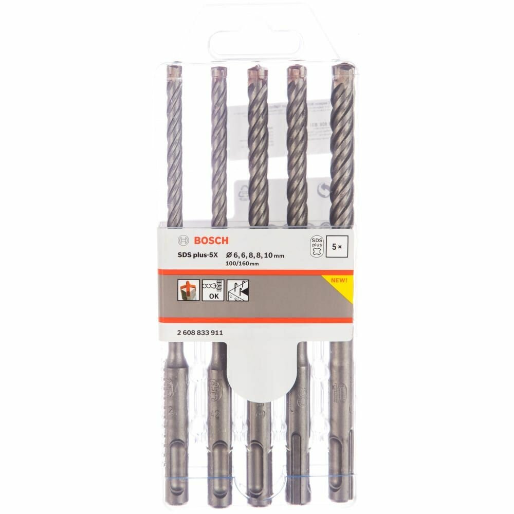 Бур по бетону SDS-plus-5X (6-10 мм) 5 шт. Bosch 2608833911