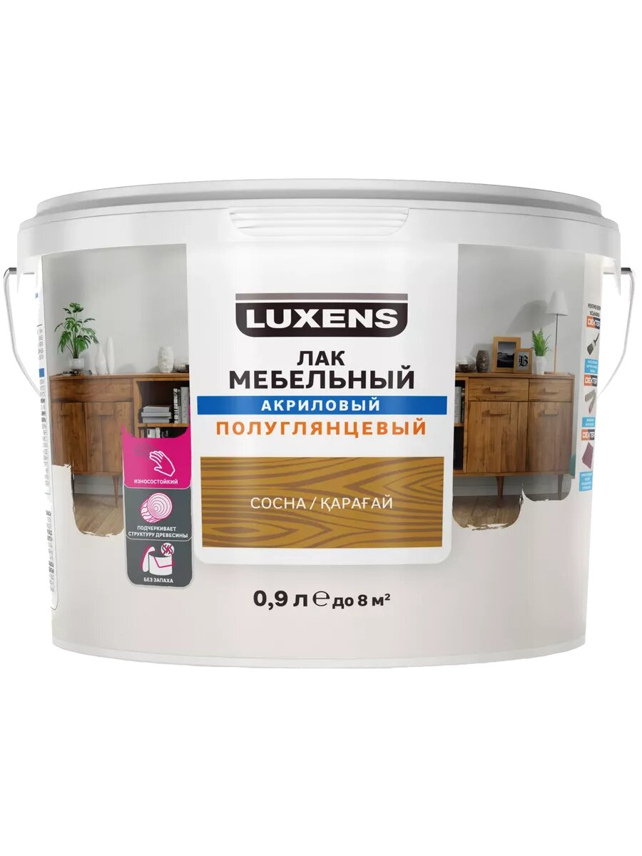 Лак для мебели акриловый полуглянцевый 0.9 л