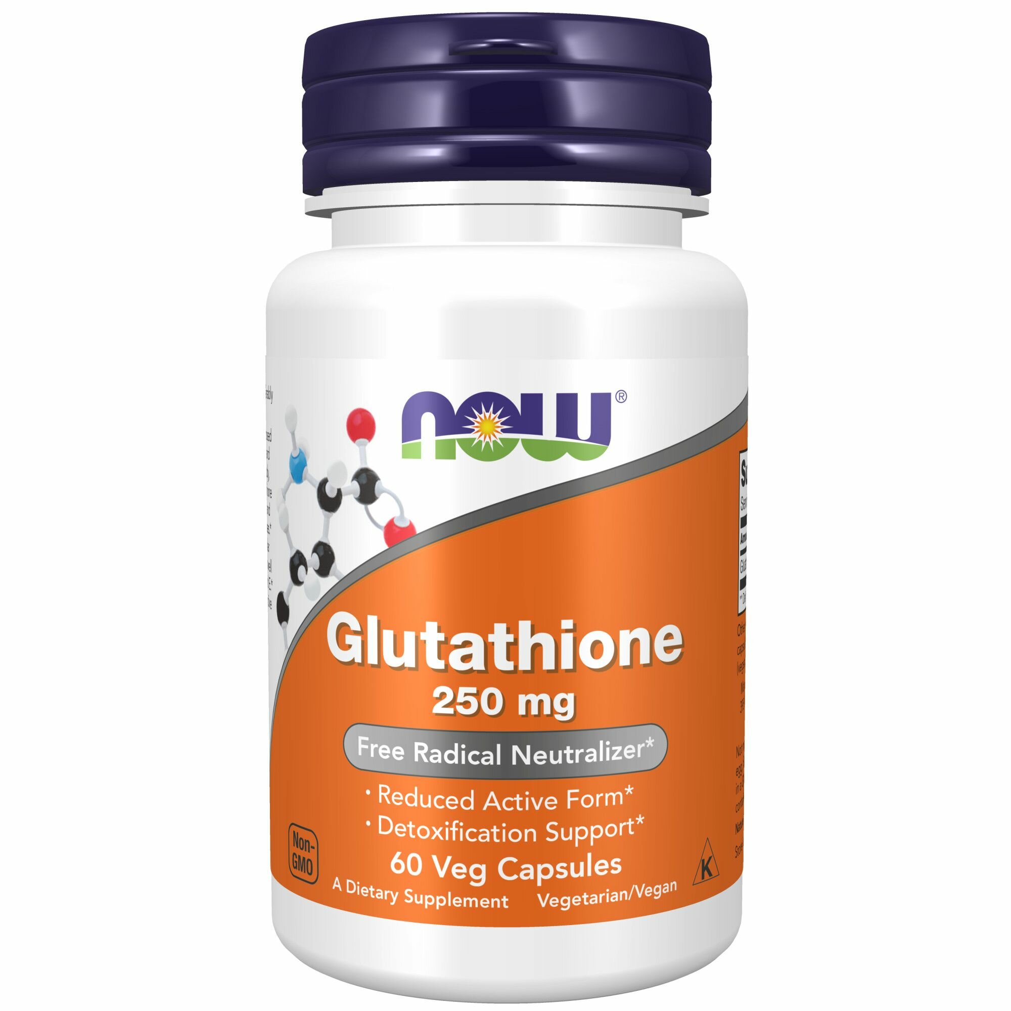 NOW Glutathione 250 mg, Глутатион, поддержка здоровья печени, 60 капсул
