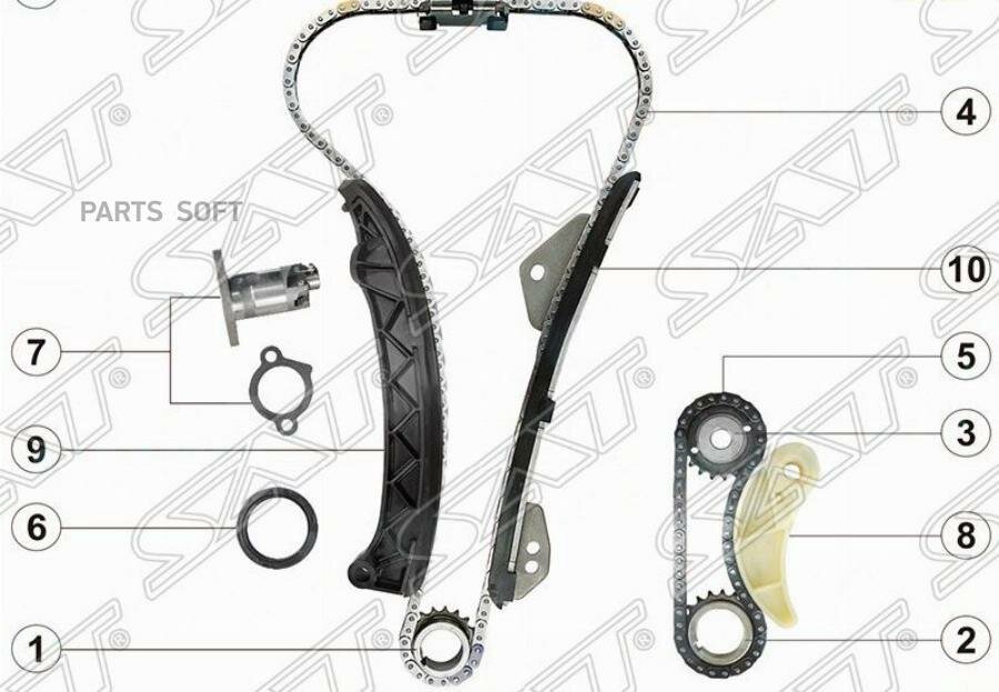 Комплект замены цепи ГРМ Toyota Avensis (T270) 08-18 / C-HR 16-19 3ZRFAE;3ZRFE SAT TK-TY433-A | цена за 1 шт
