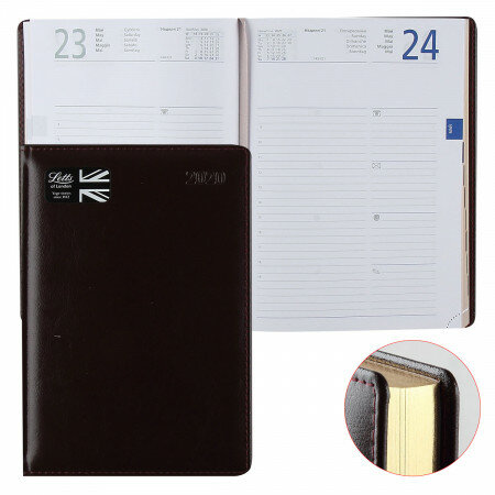 Ежедневник датированный, А5, кожаный, 2020г, Letts (Англия)