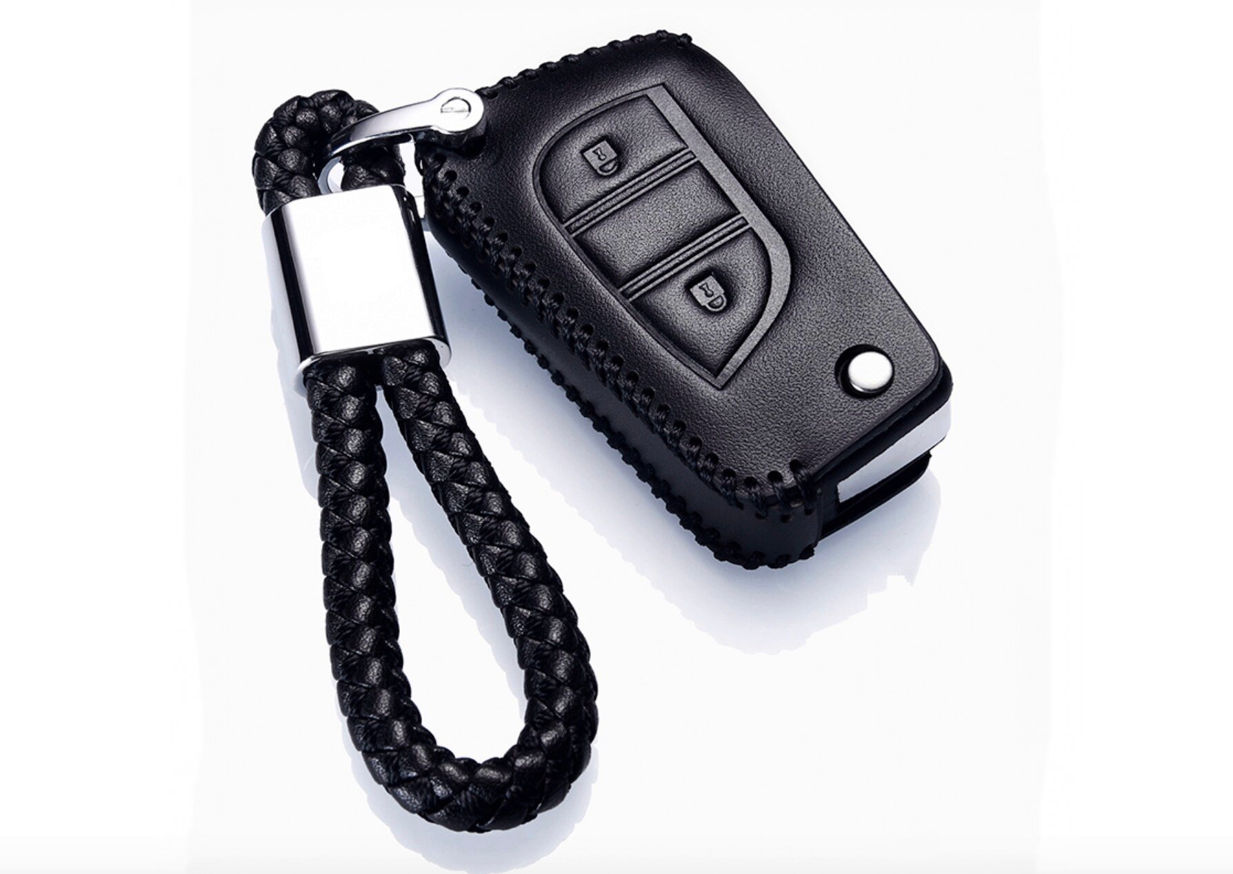 Защитный кожаный чехол брелок для смарт автомобильного ключа зажигания марки Тойота Toyota Corolla Camry C-HR RAV 4 Камри Ланд Крузер Прада Highlander Fortuner Land Cruiser Prado Land Cruiser 200 Hilux ключница футляр из натуральной кожи