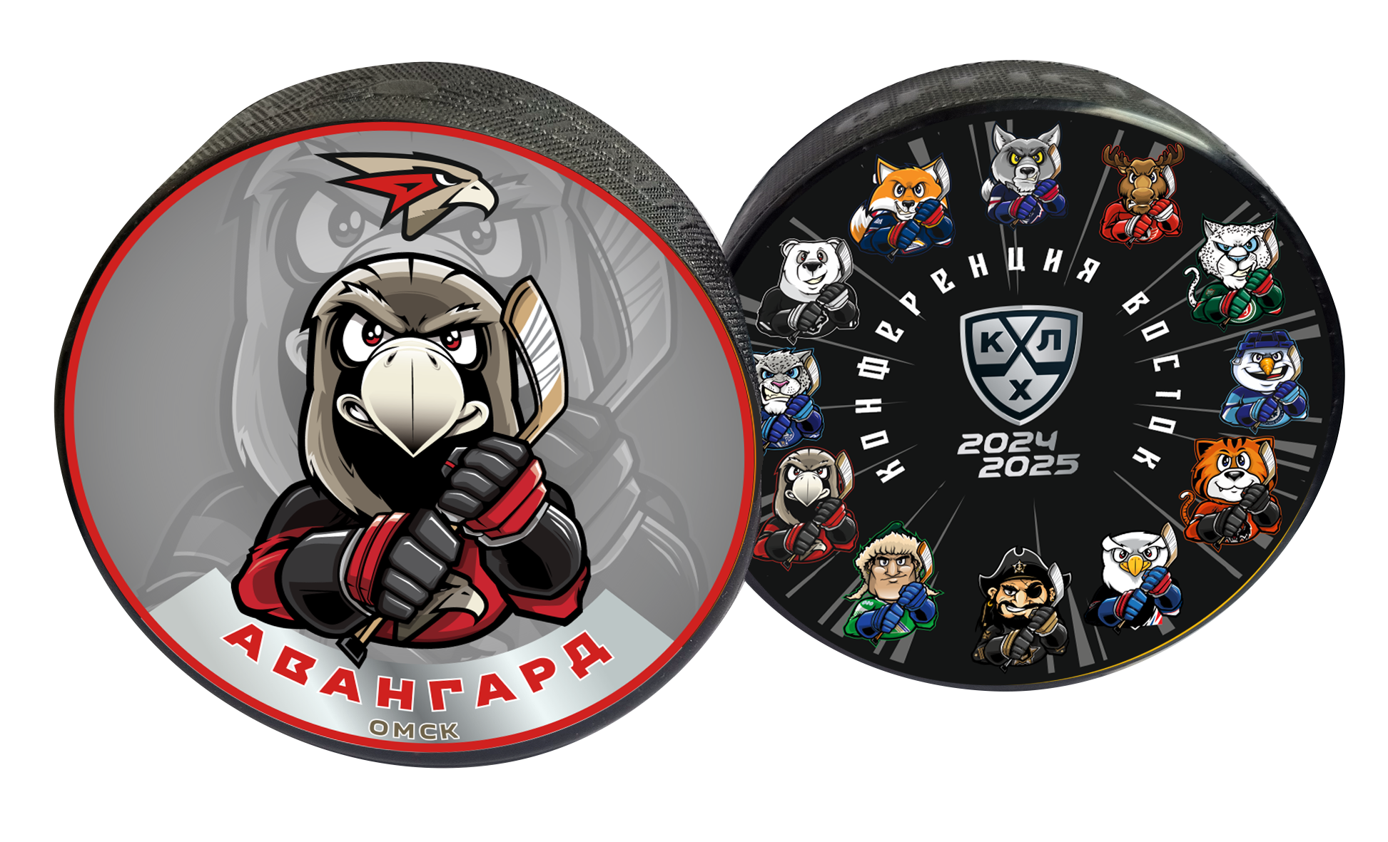 Шайба хоккейная "ExpoState - OFFICIAL" (Восток - ХК Авангард маскот 2024-25 цветная двустор.)
