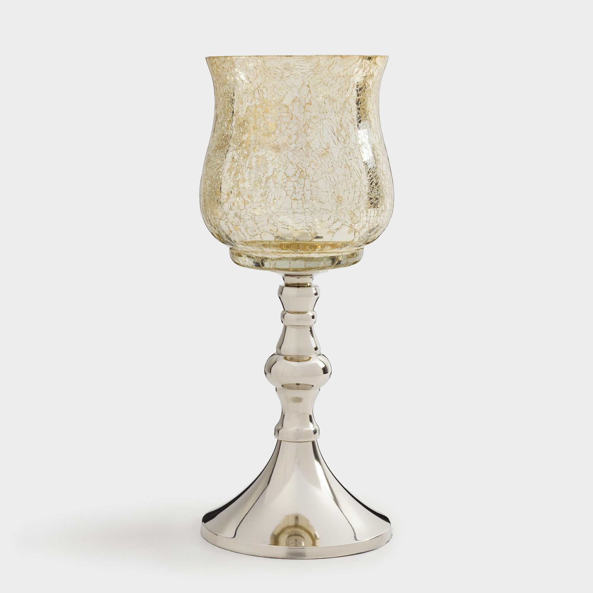 Подсвечник, 23 см, для чайной свечи, на ножке, стекло/металл, шампань, Fantastic