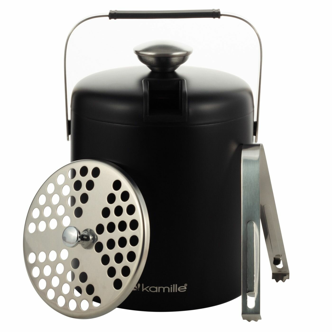 Ведро для льда объемом 1,3 л с крышкой и щипцами KAMILLE.