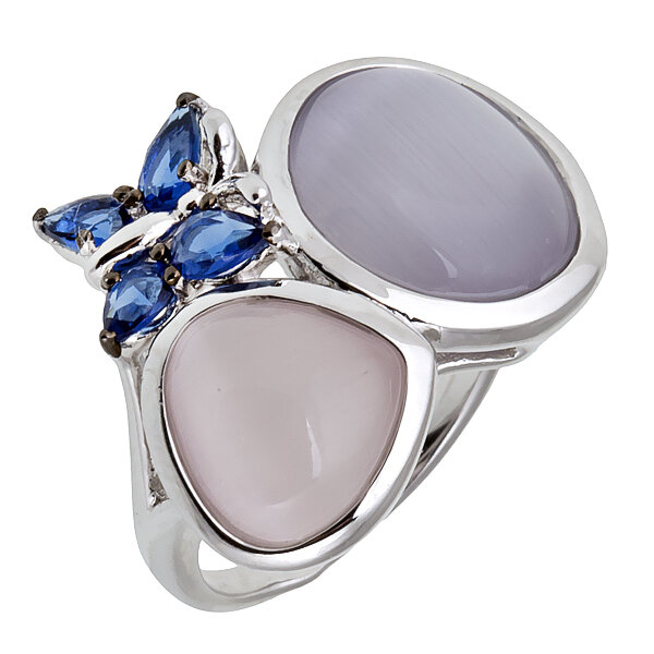 Кольцо тонкое, серебро, 925 проба, сапфир синтетический, кошачий глаз