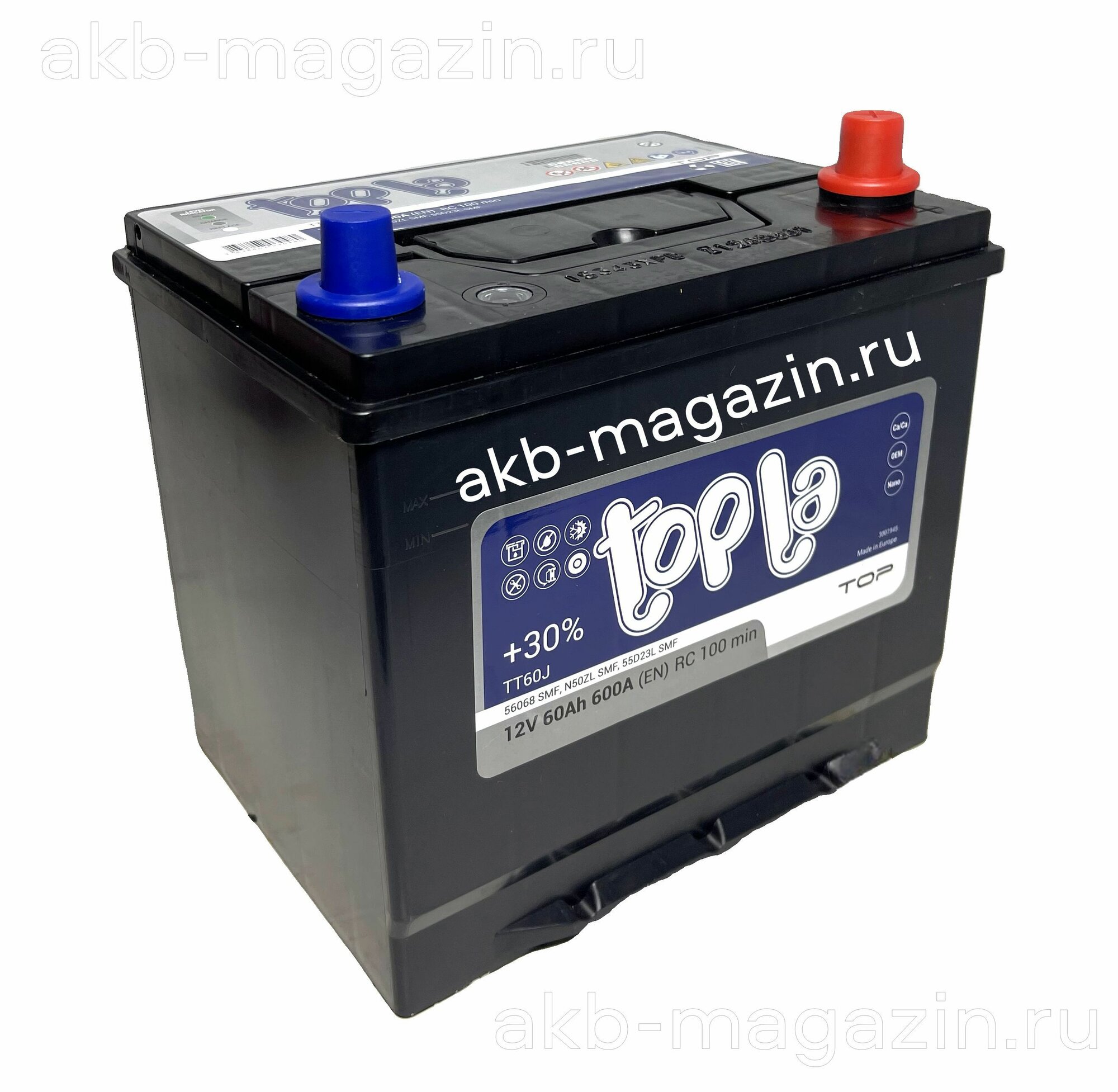 Автомобильный аккумулятор Topla Top 6СТ-60 Ah яп. ст/бортик, обратная полярность