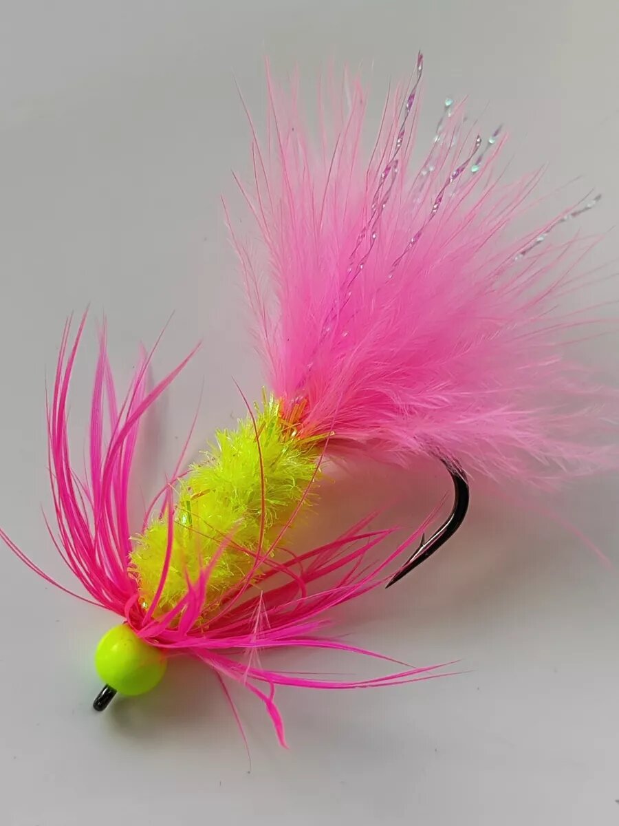 Стример-мушка форелевая салатово - розовая - 2 шт.