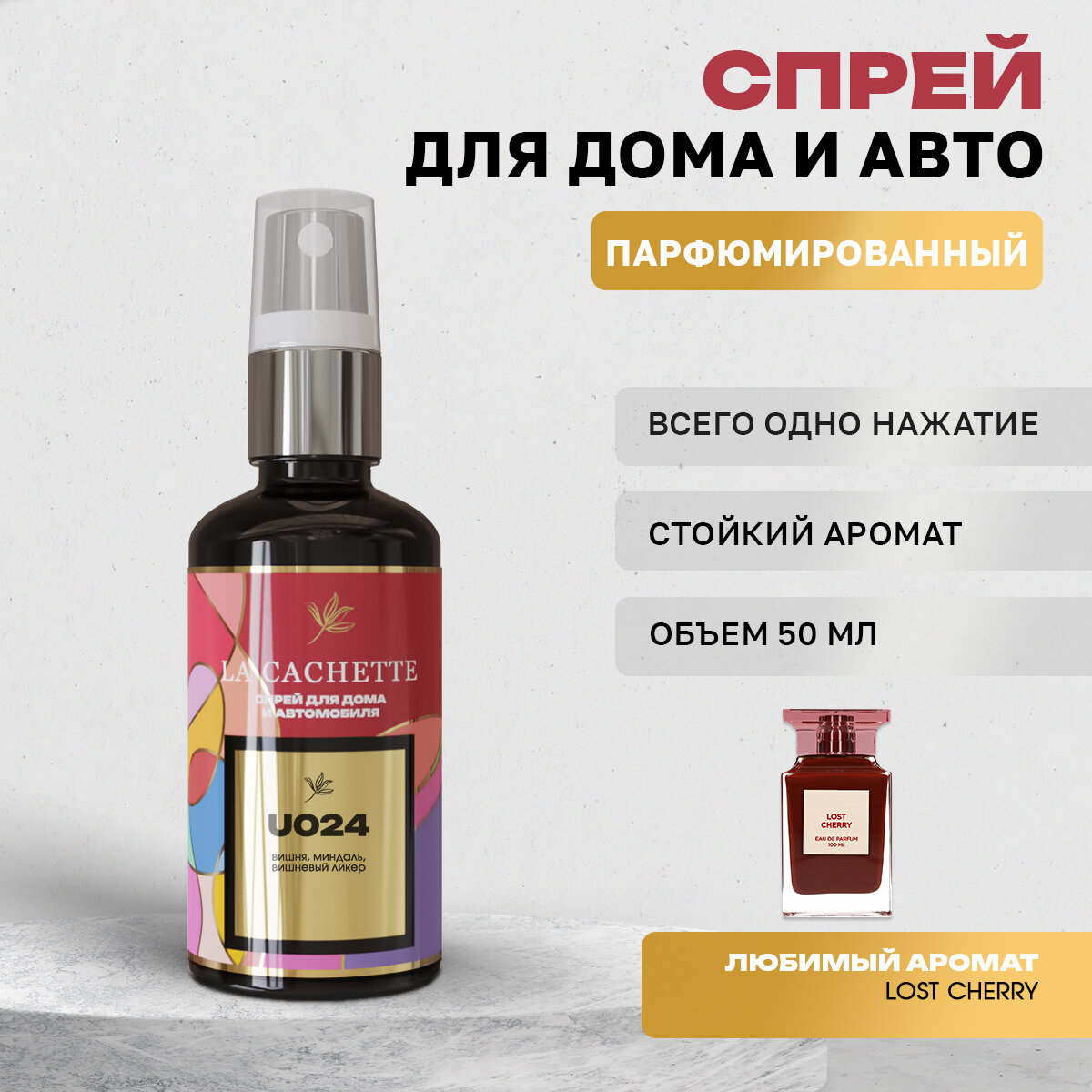 Парфюм для авто и дома La Cachette U024 Lost Cherry, 50 мл спрей