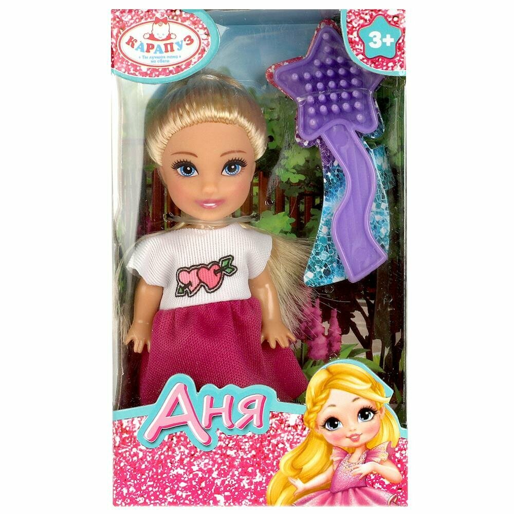 Кукла Аня 12 см. с расческой Карапуз ANNA-C3-BB